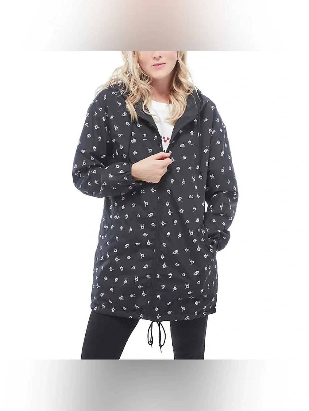 Vans | Jackets & Coats | Vans Black To Floral Print Reversible Rain ...